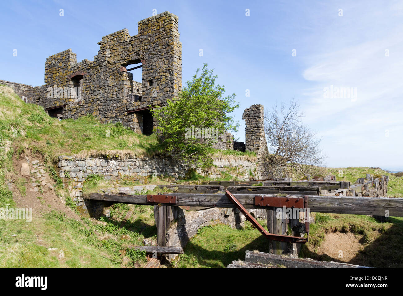 Old abandoned quarry buildings on the top of Brown Clee Hill Shropshire ...