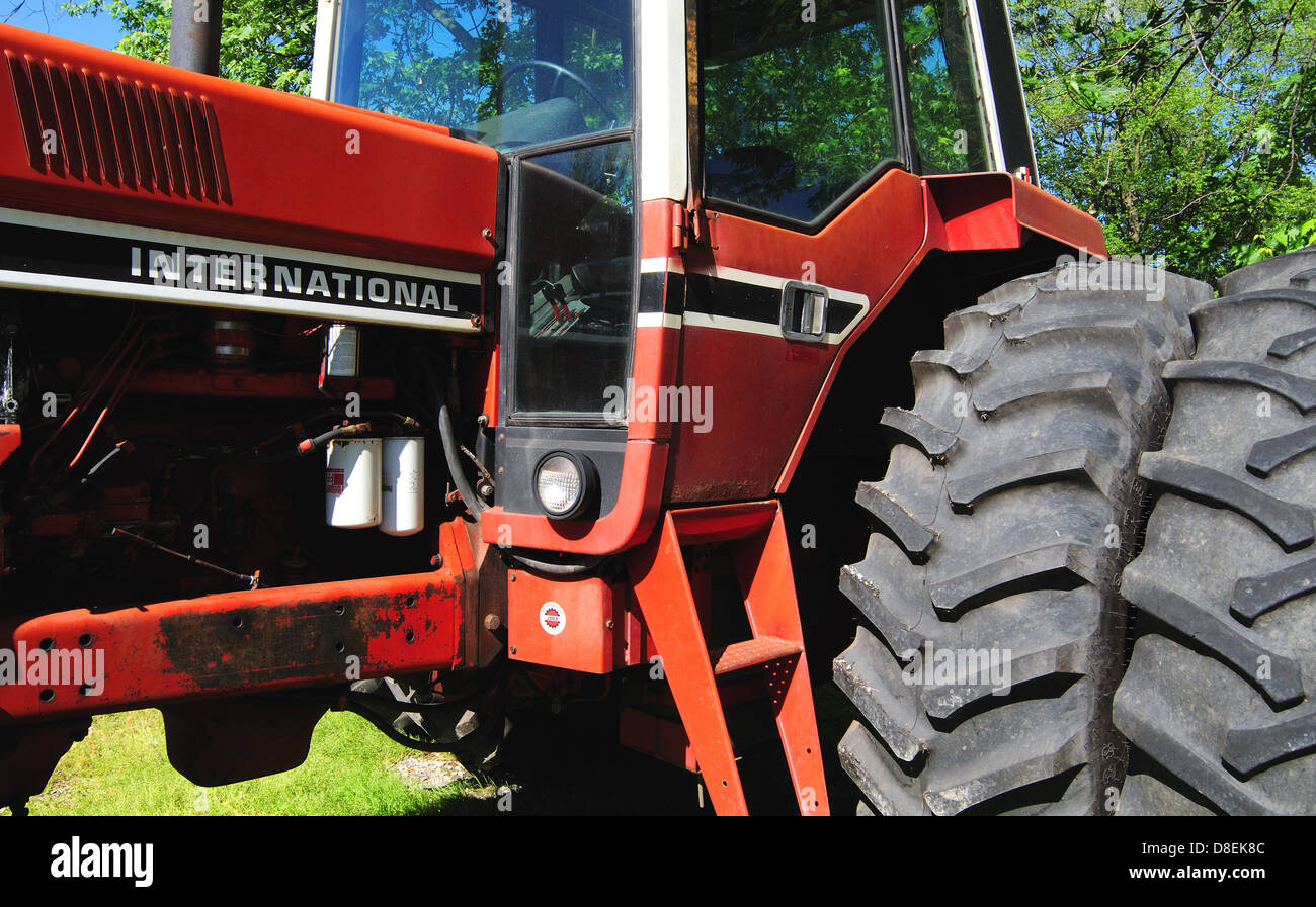 An old International Harvester farm tractor from the 1970's or 1980's ...