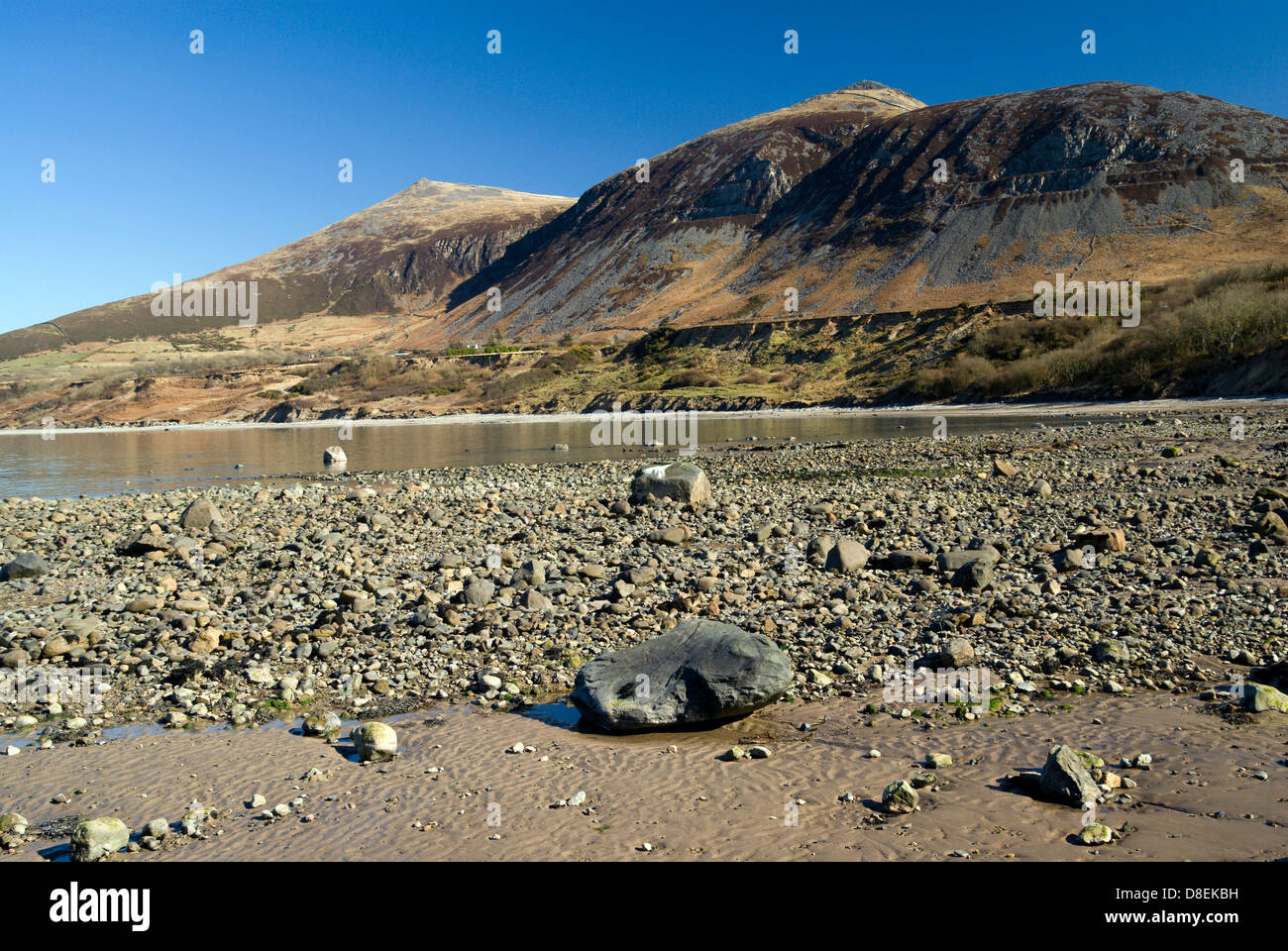 Gyrn Goch and Gyrn Ddu mountains from tanygraig beach Trefor, Lleyn ...