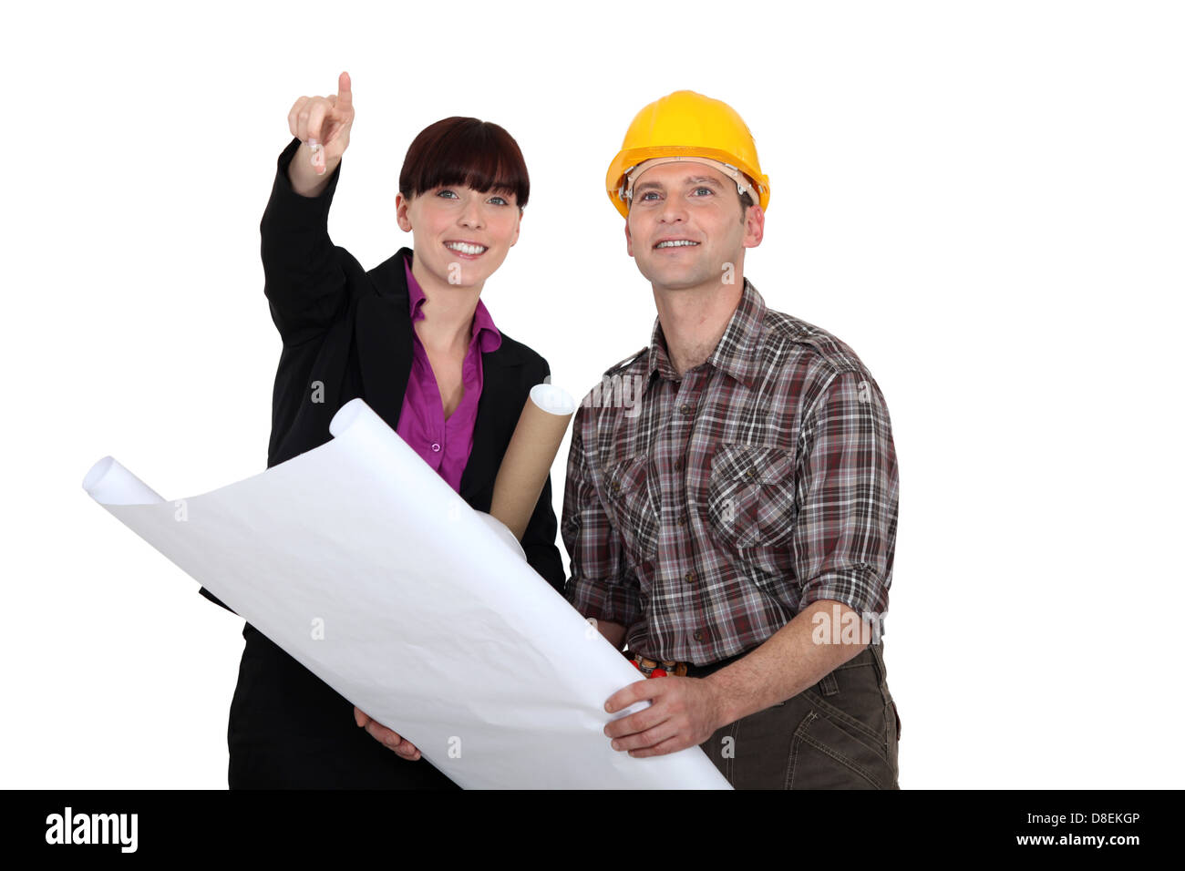 Architect and builder Stock Photo - Alamy