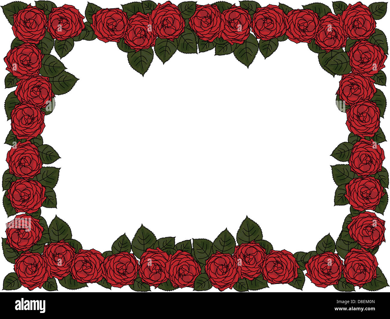 Wedding frame made from roses with leaves Stock Photo - Alamy