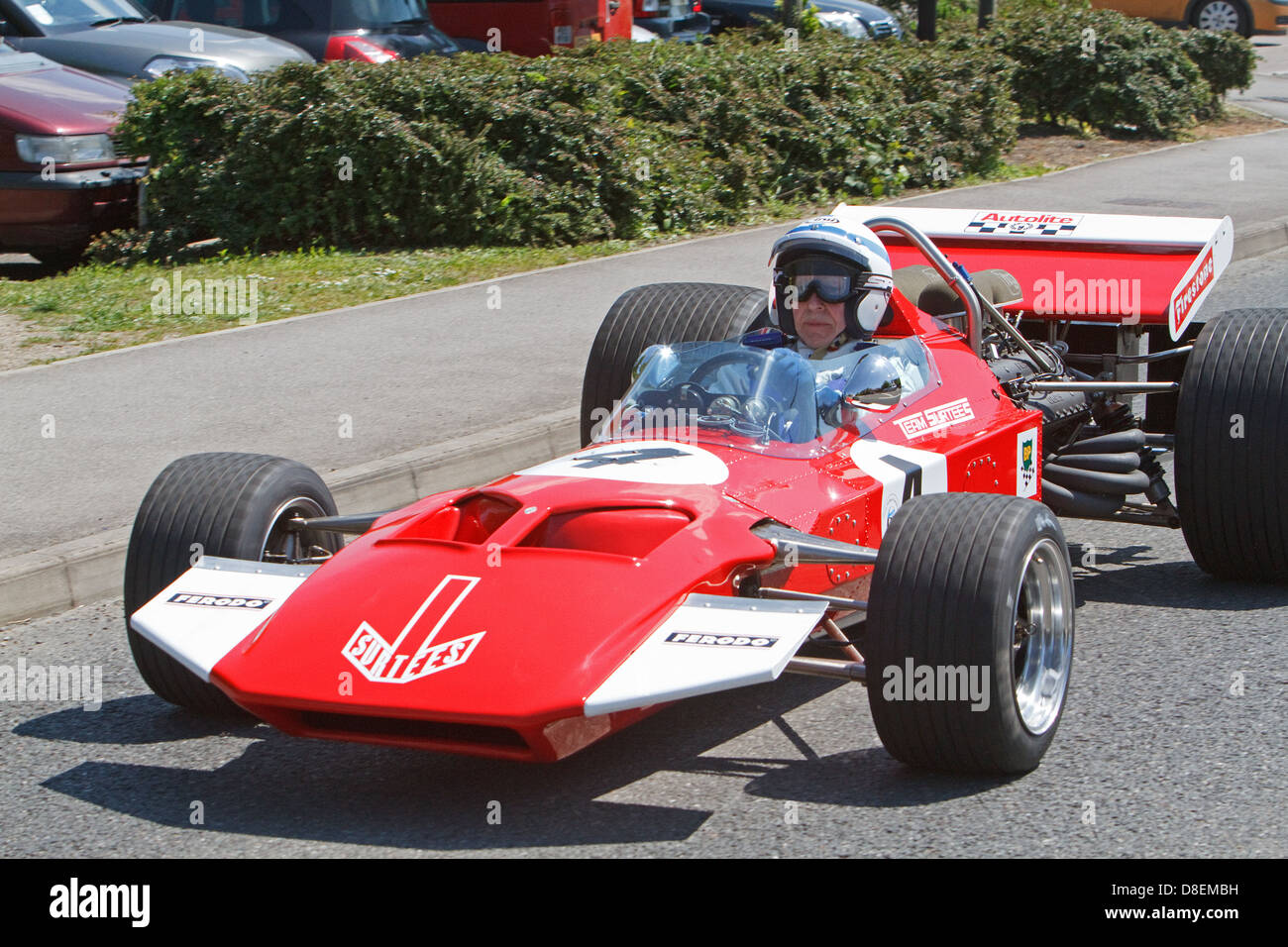 John Surtees OBE at the fun day in Edenbridge with his TS7 Formula 1 ...