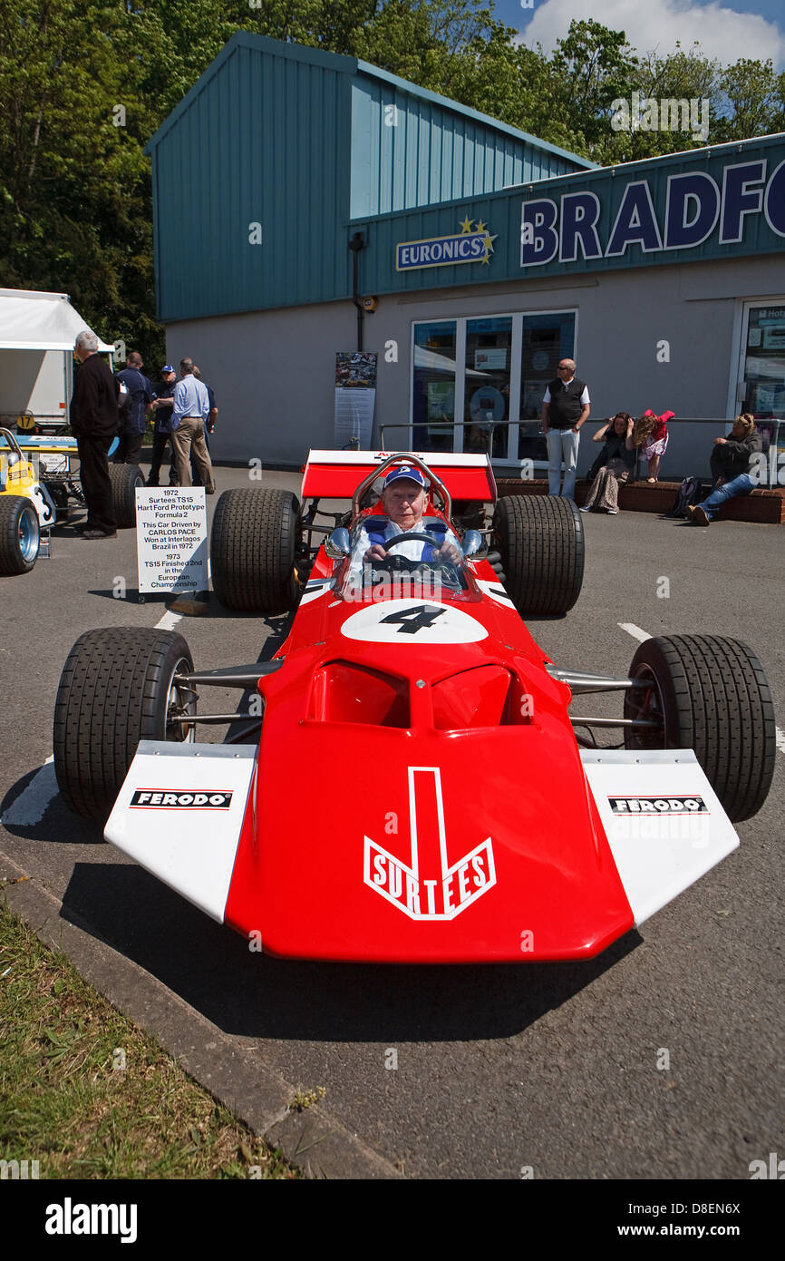 John Surtees OBE at the fun day in Edenbridge with his TS7 Formula 1 ...