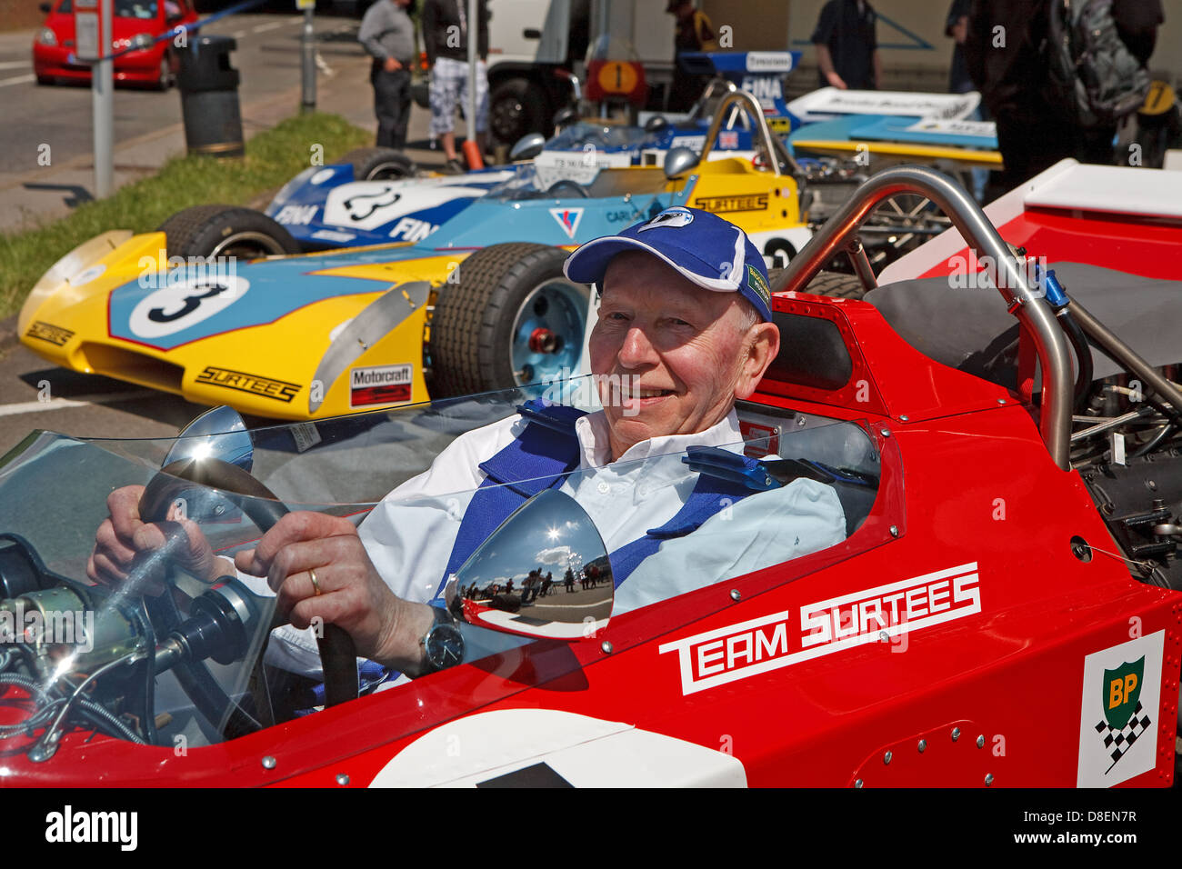 John Surtees OBE at the fun day in Edenbridge with his TS7 Formula 1 ...