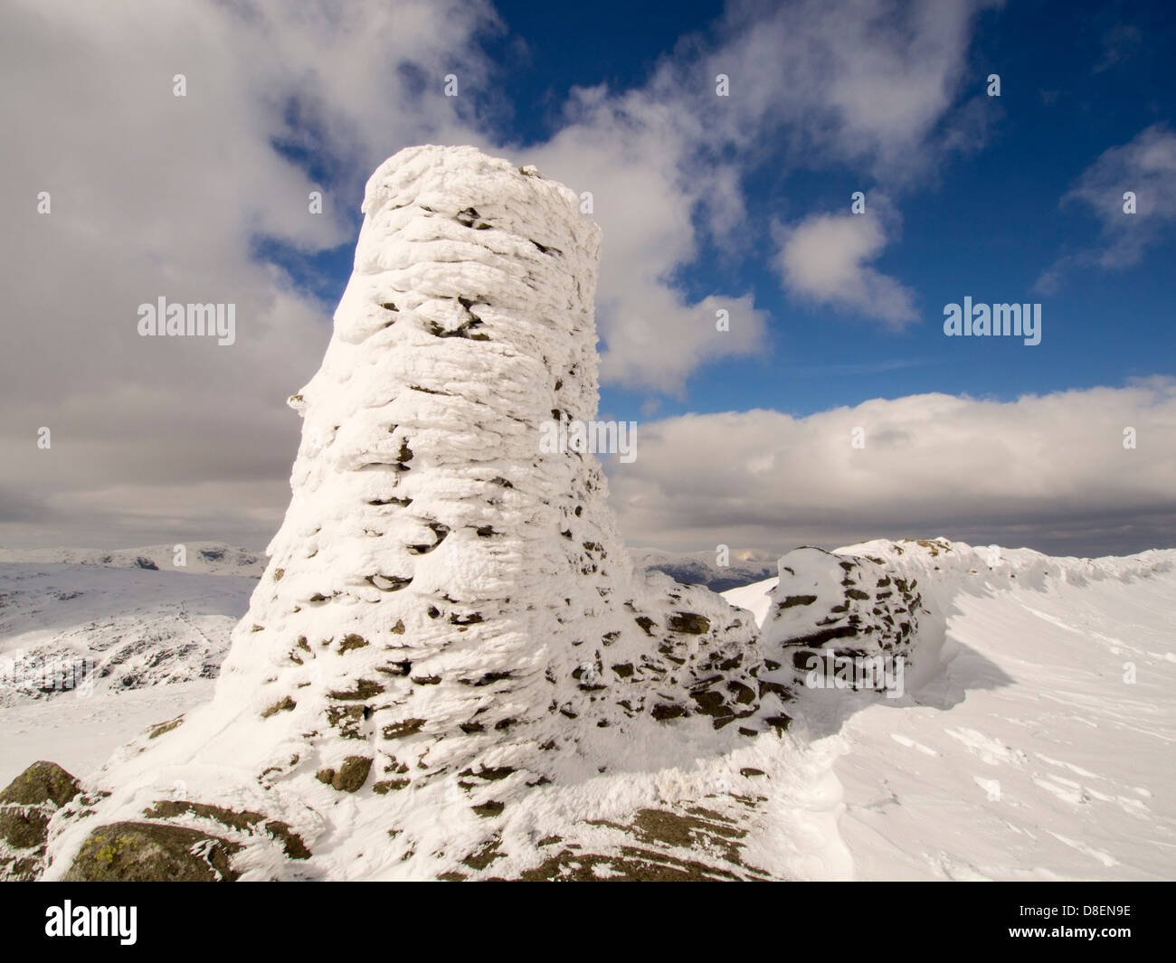 Thornthwaite Beacon plastered in hoare frost in unseasonally cold ...