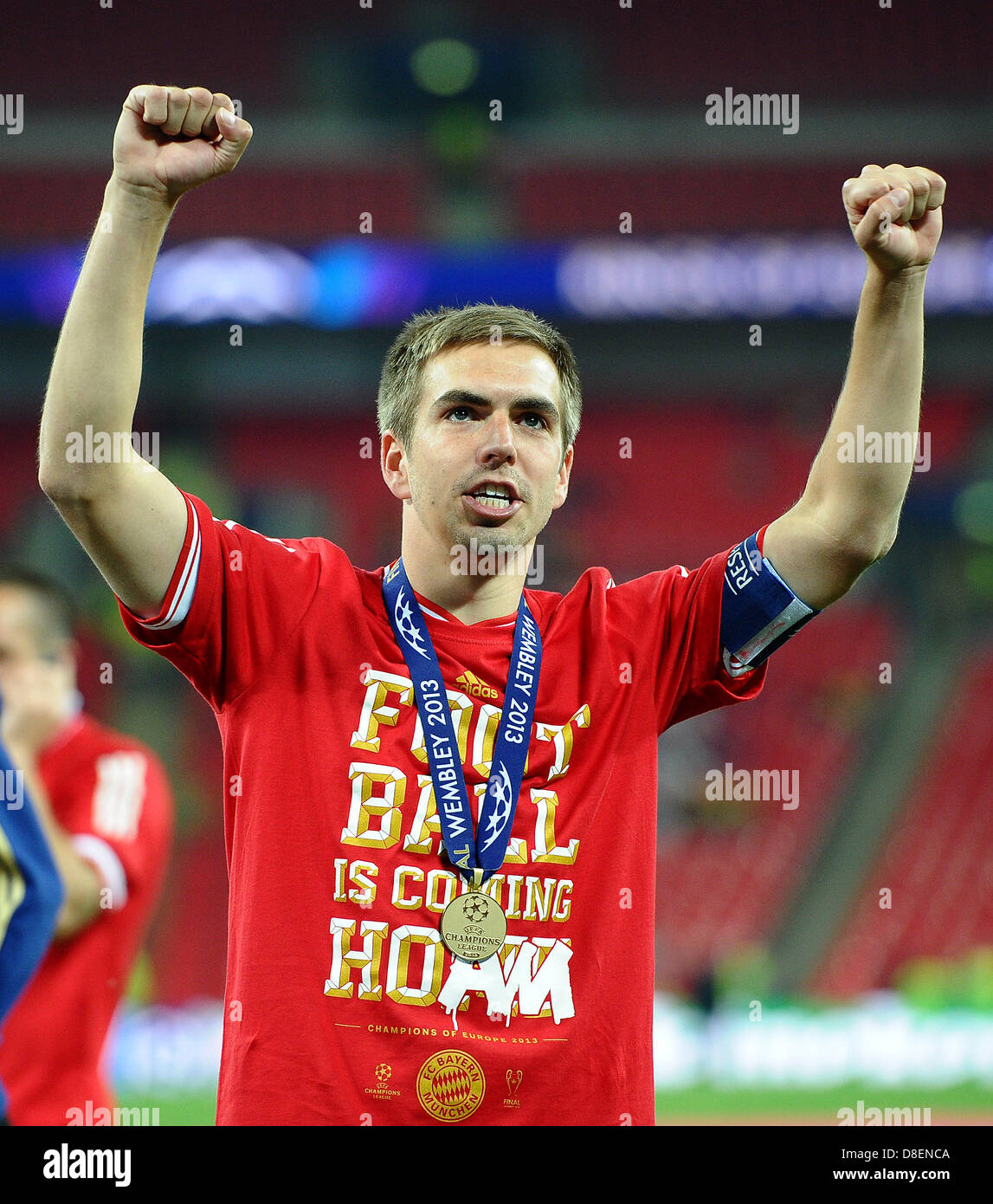 Munich's Philipp Lahm celebrates after the Champions League final ...