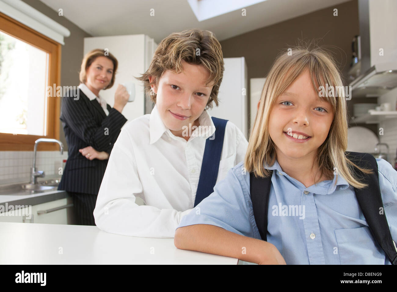 Children getting ready for school Stock Photo - Alamy