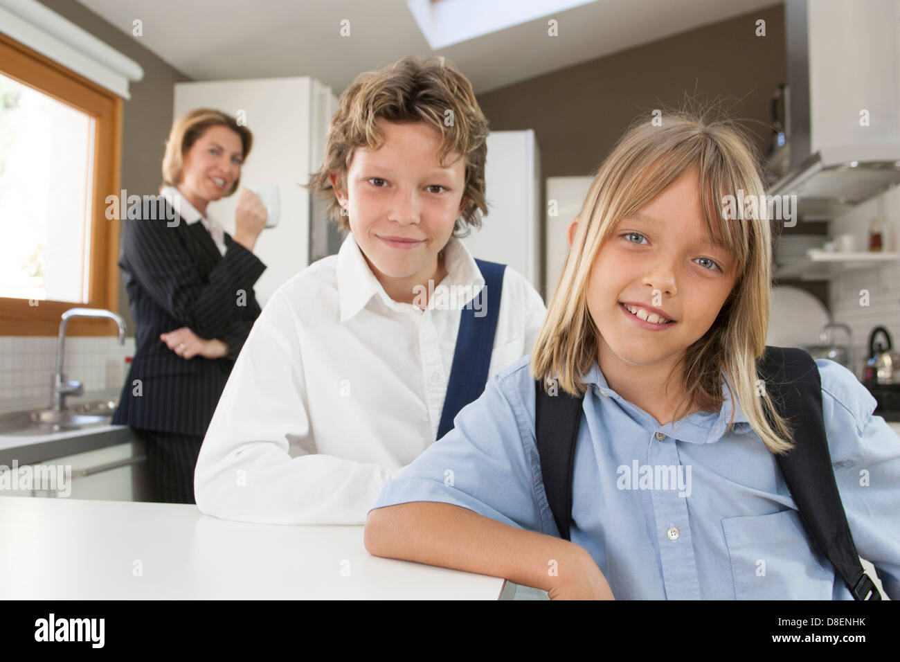 Children getting ready for school Stock Photo - Alamy
