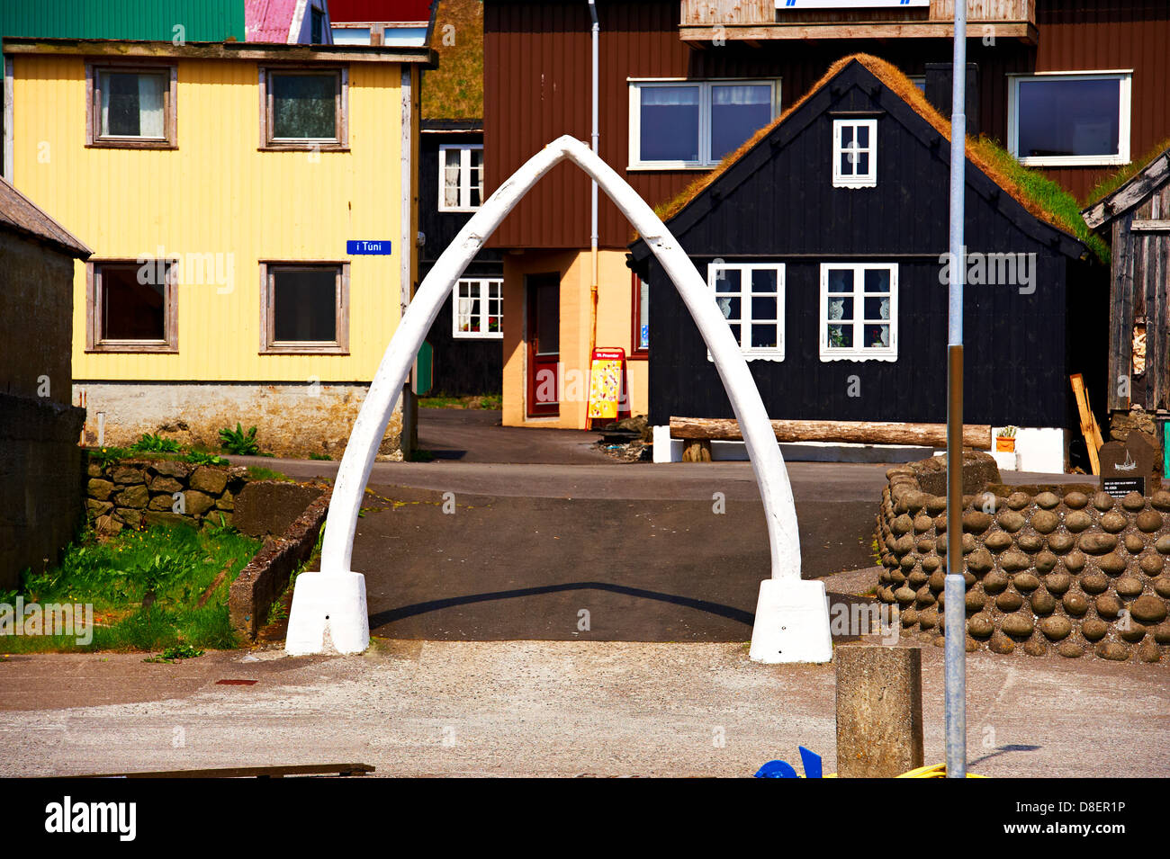 Jaw bone of a large whale as gate in village Stock Photo - Alamy