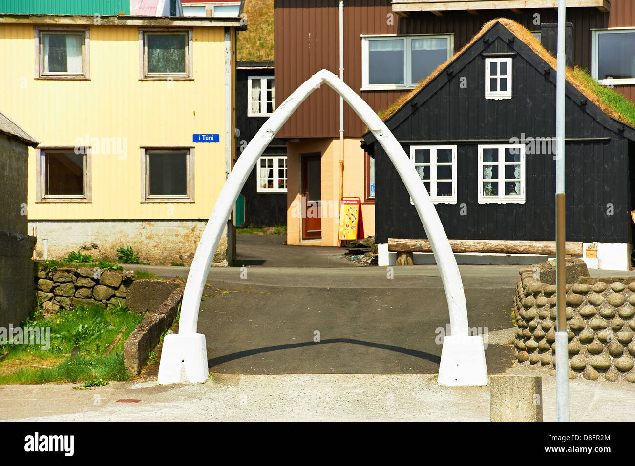 Jaw bone of a large whale as gate in village Stock Photo - Alamy