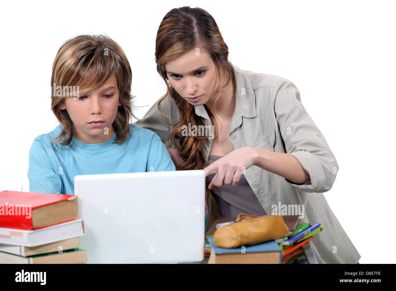 Two kids studying together Stock Photo - Alamy