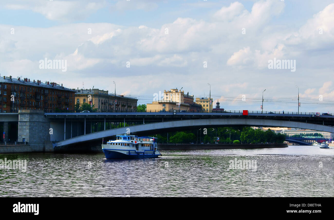 Passenger Ship under Bridge Stock Photo - Alamy