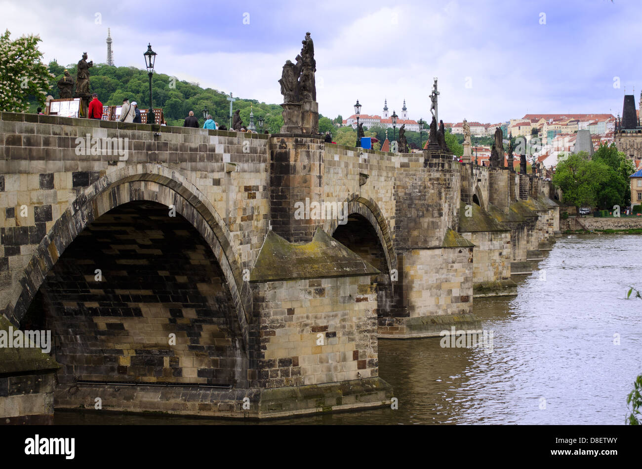 Charles Bridge in Prague, Czech Republic, with tourists Stock Photo - Alamy