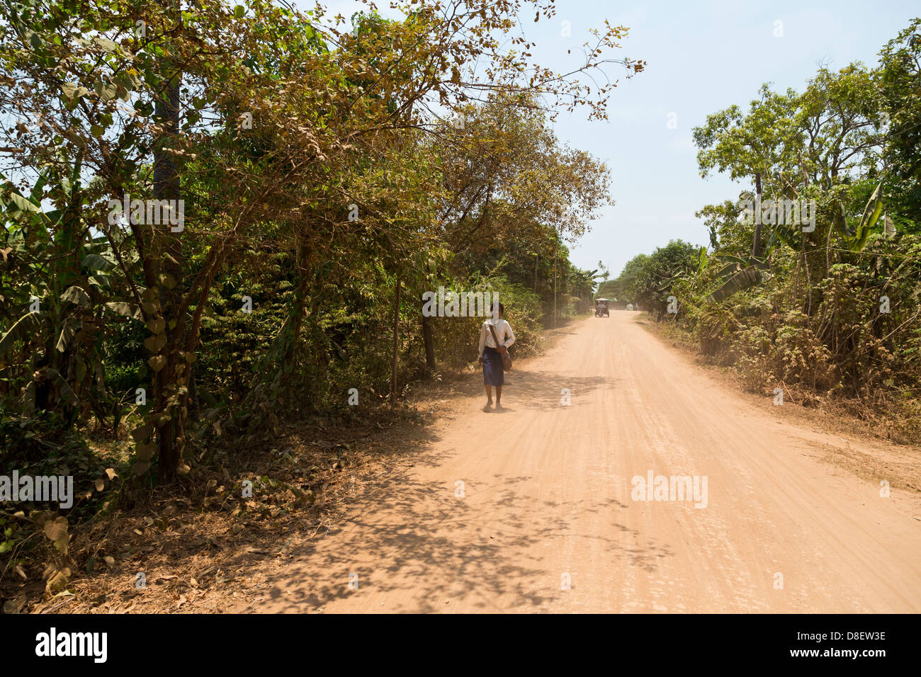 Dusty Country Road on Silk Island (Koh Dach) near Phnom penh, Cambodia ...