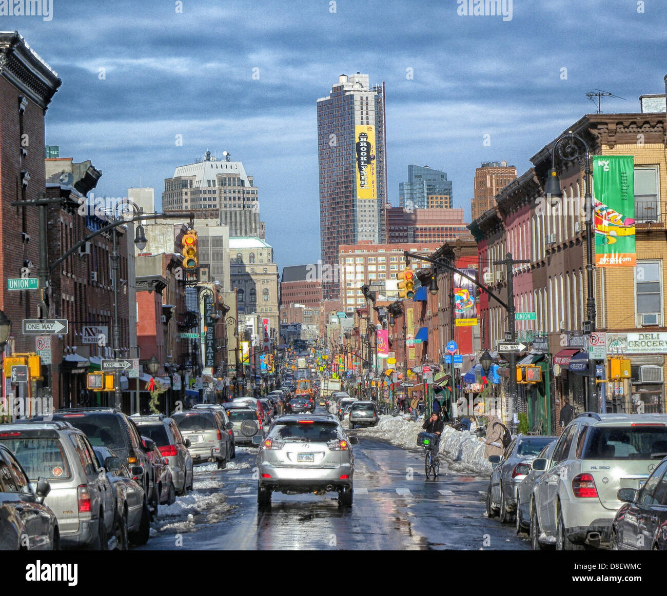 new york city brooklyn skyscraper buildings street Stock Photo - Alamy