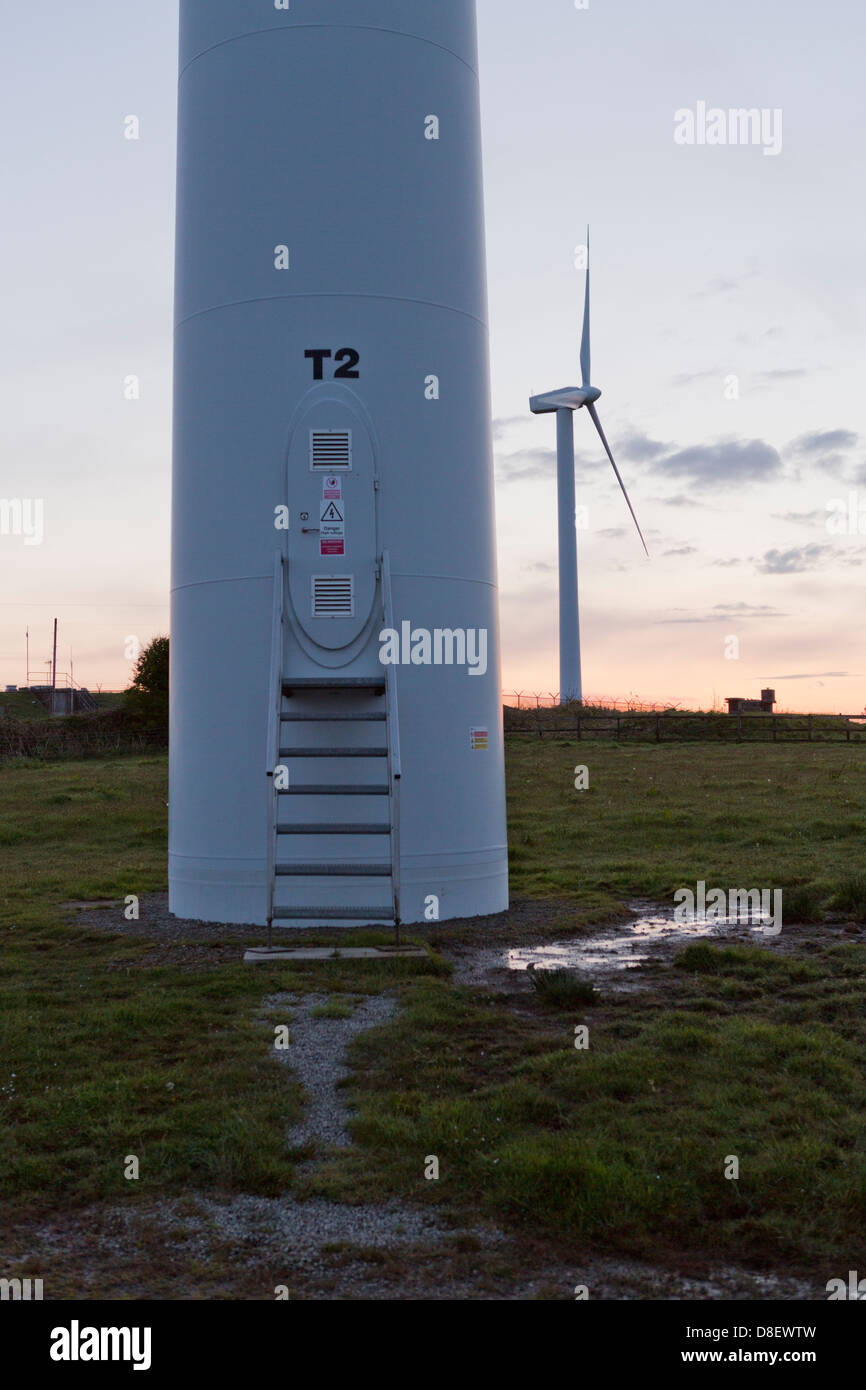 PENRYN, CORNWALL, UK. A wind farm (windmill) to produce renewable ...