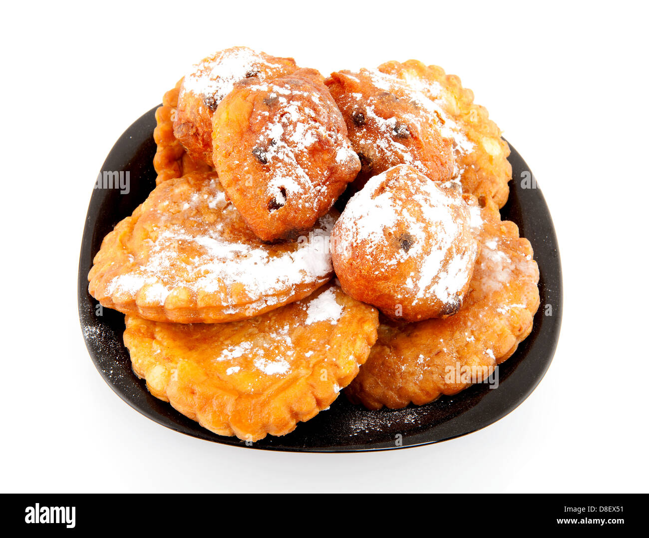 Plate with Dutch donut also known as oliebollen and appelflappen ...
