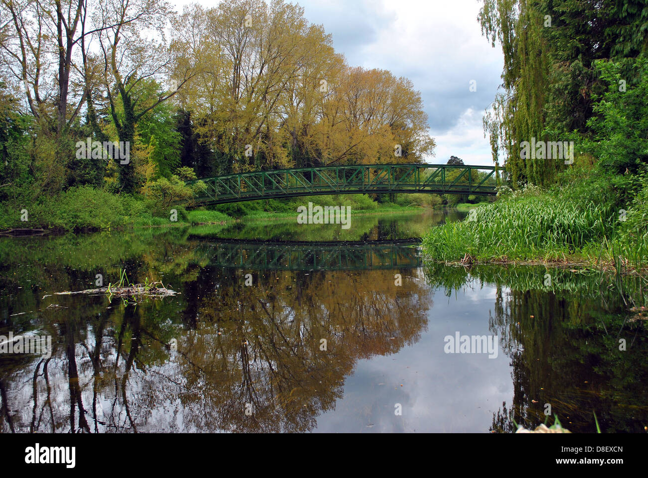 green steel bridge over the river liffey in the k club in kildare ...