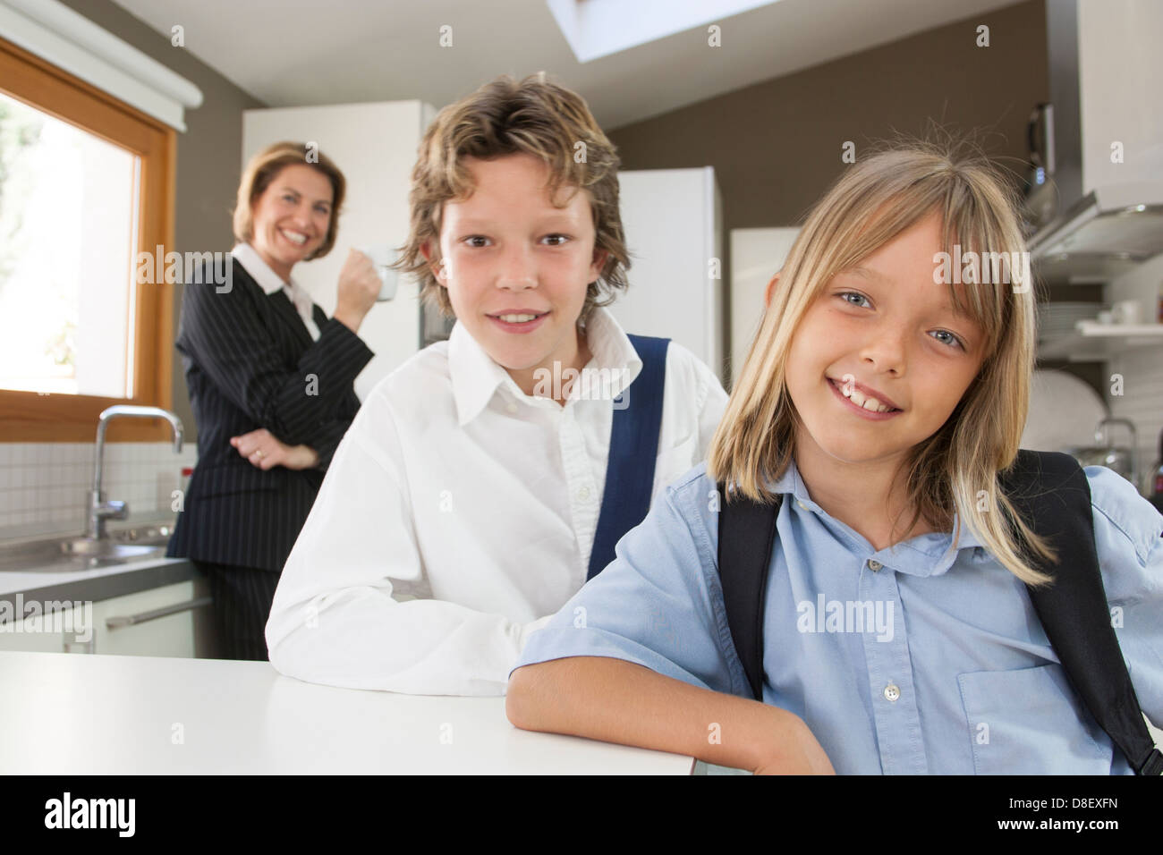 Children getting ready for school Stock Photo - Alamy