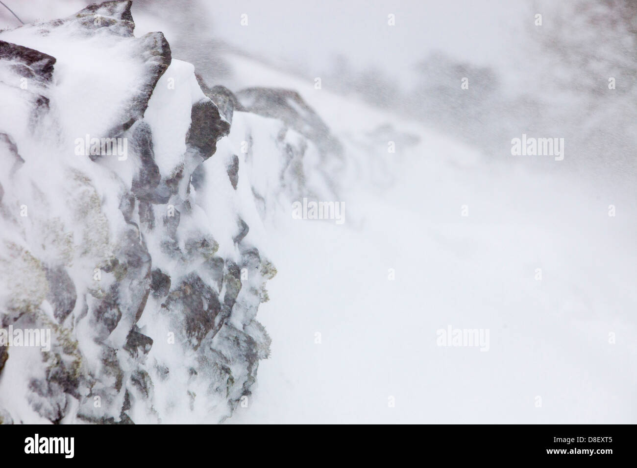 Spindrift snow blowing near Ambleside during the extreme weather spell ...