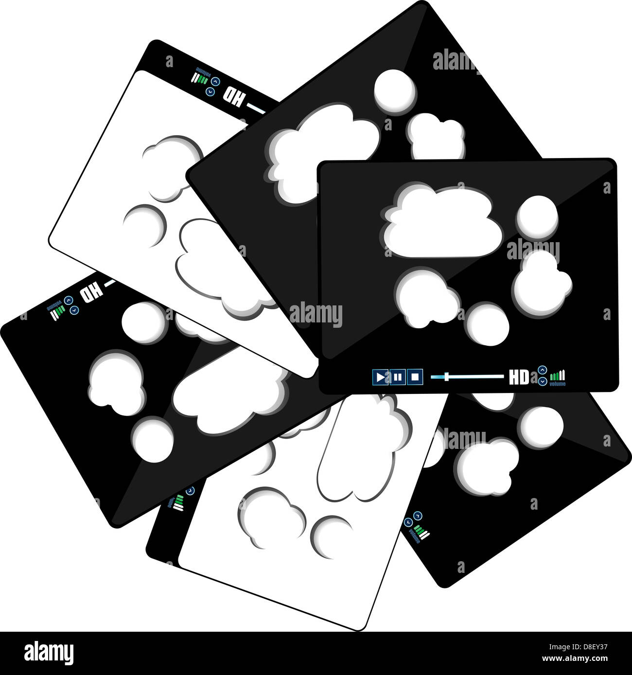 movie player interface with abstract cloud on screen Stock Photo - Alamy