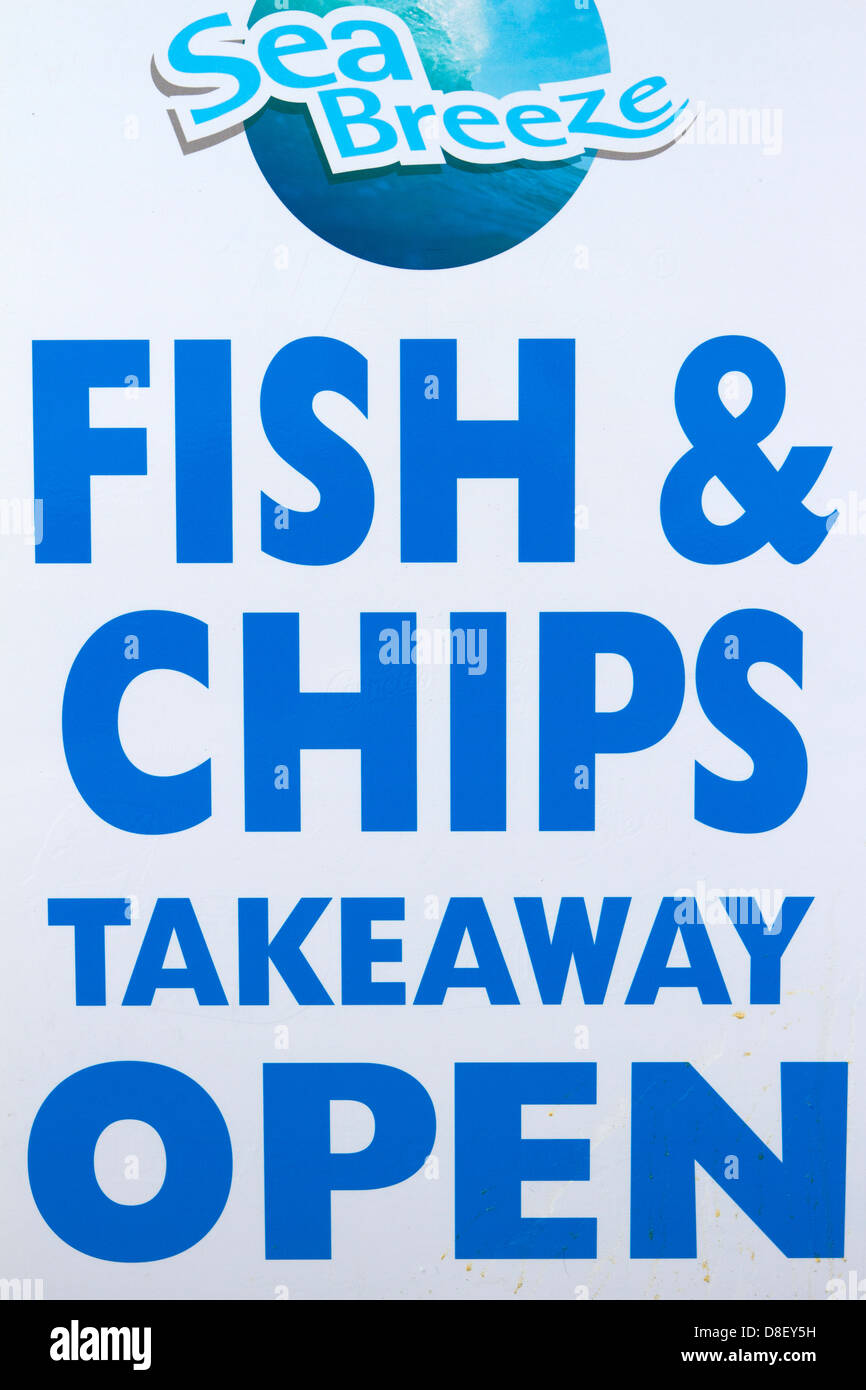 Fish & chips takeaway sign Stock Photo - Alamy