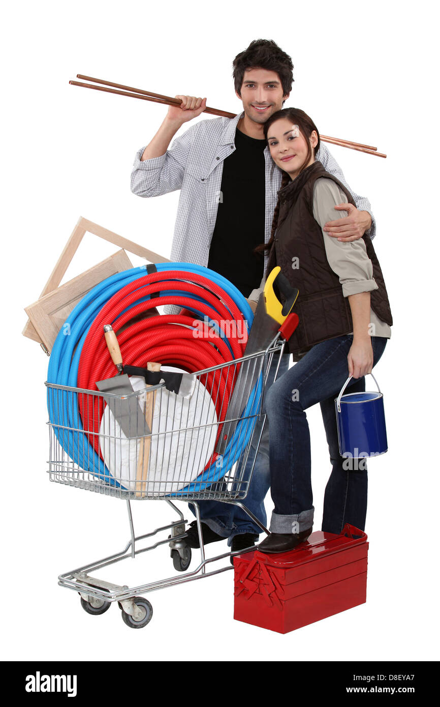 Couple buying DIY materials Stock Photo - Alamy