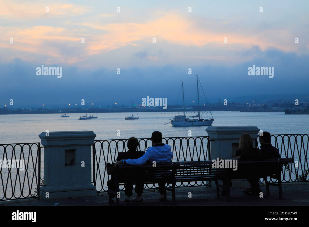 Italy, Sicily, Siracusa, harbour, sunset Stock Photo - Alamy
