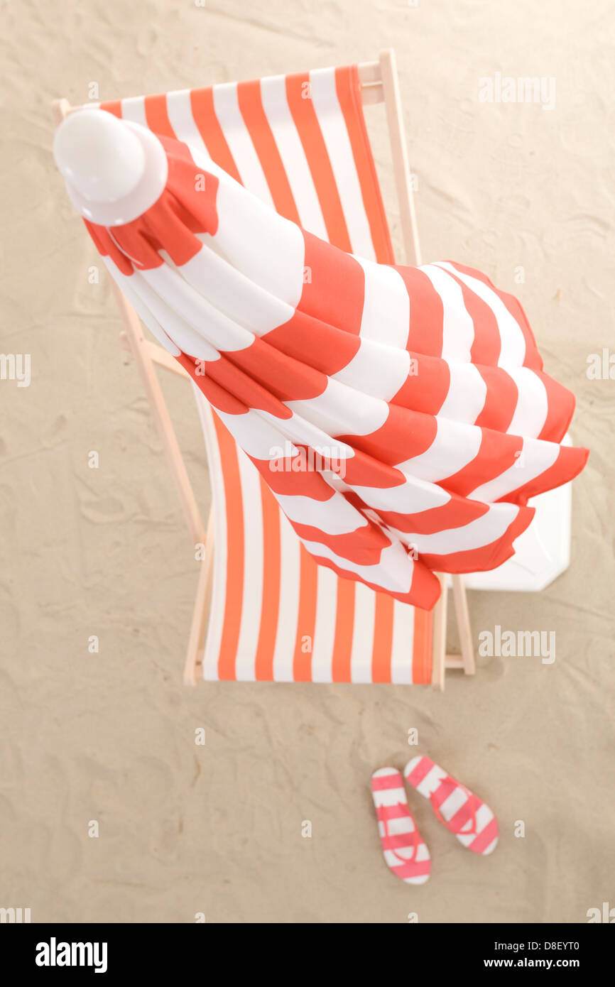 Beach chair in the sand Stock Photo - Alamy