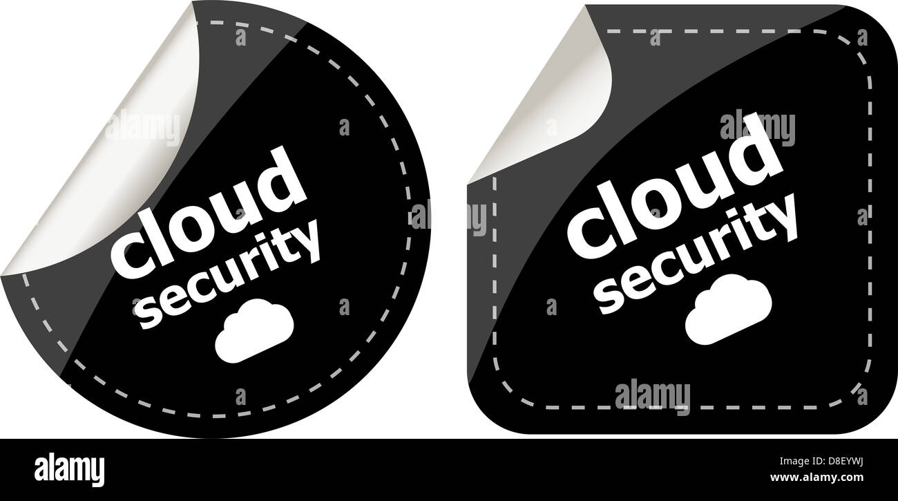 cloud security black stickers label tag set Stock Photo - Alamy