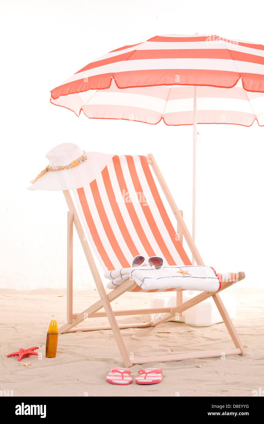 Beach chair in the sand Stock Photo - Alamy