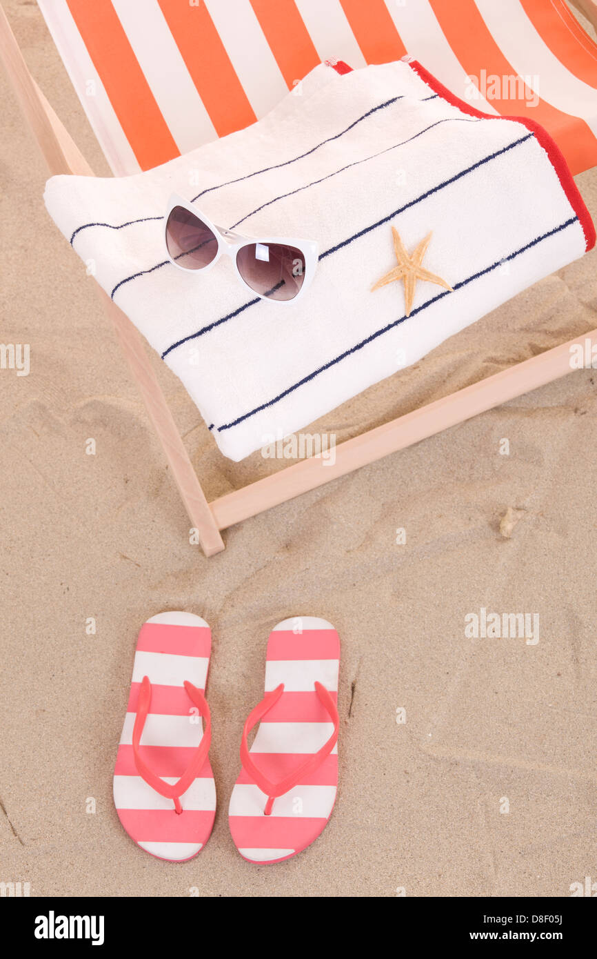 Beach chair in the sand Stock Photo - Alamy