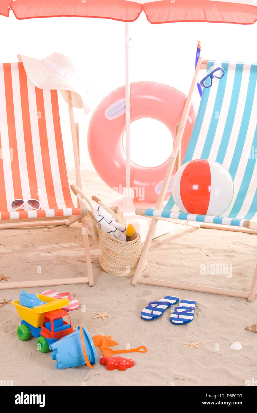 Beach chair in the sand Stock Photo - Alamy