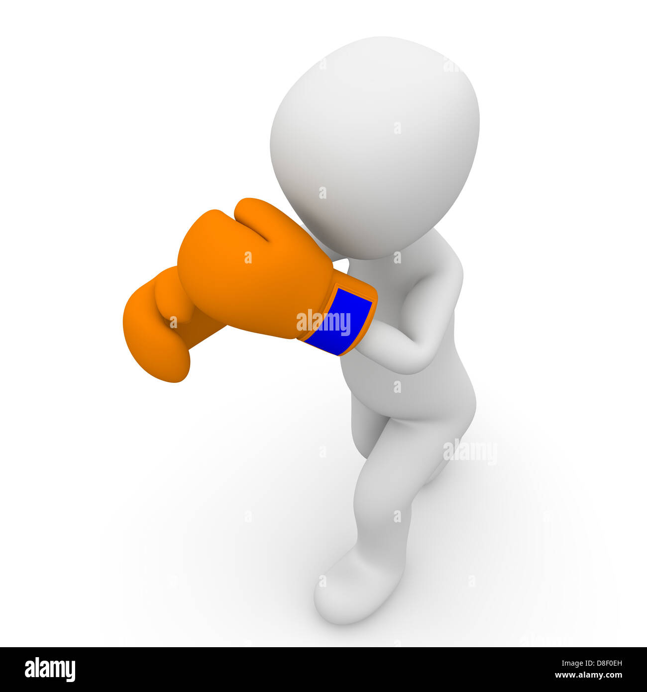 A 3d character with orange boxing gloves boxing Stock Photo - Alamy