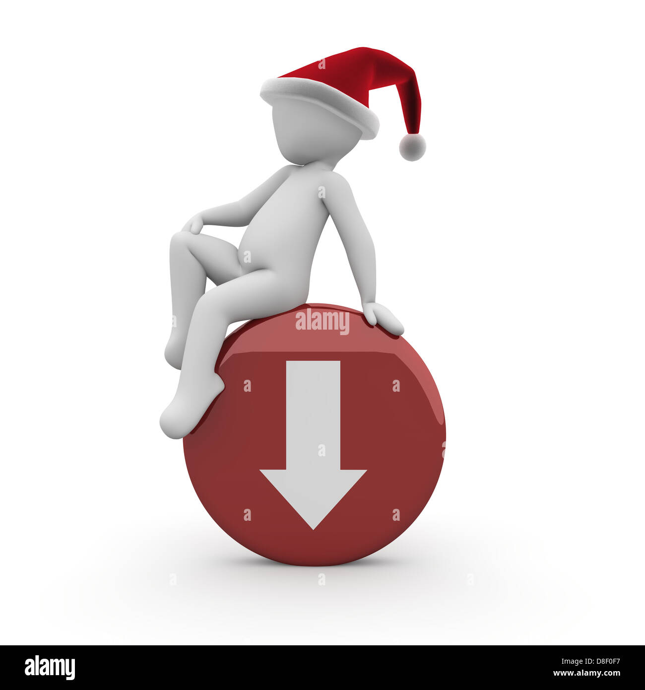 A 3d character with a stocking cap sitting on a download sign Stock ...