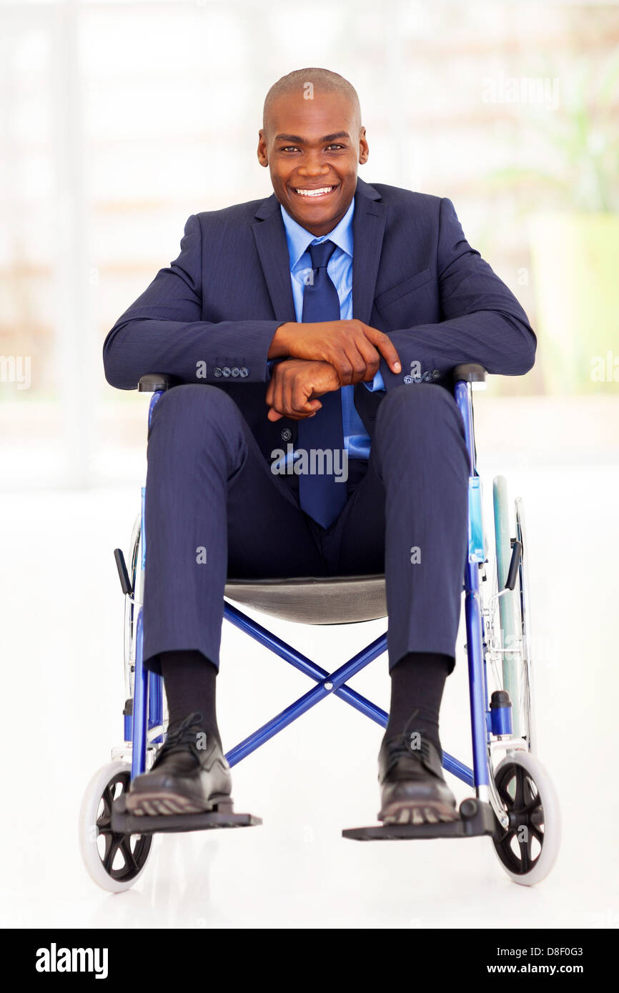 handicapped african american businessman sitting on wheelchair Stock ...
