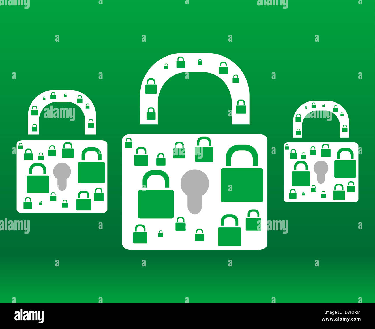 protect wallpaper with green and white padlock set Stock Photo - Alamy