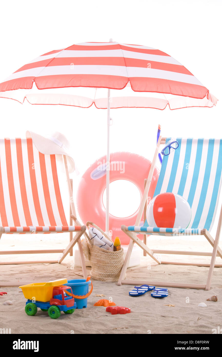 Beach chair in the sand Stock Photo - Alamy