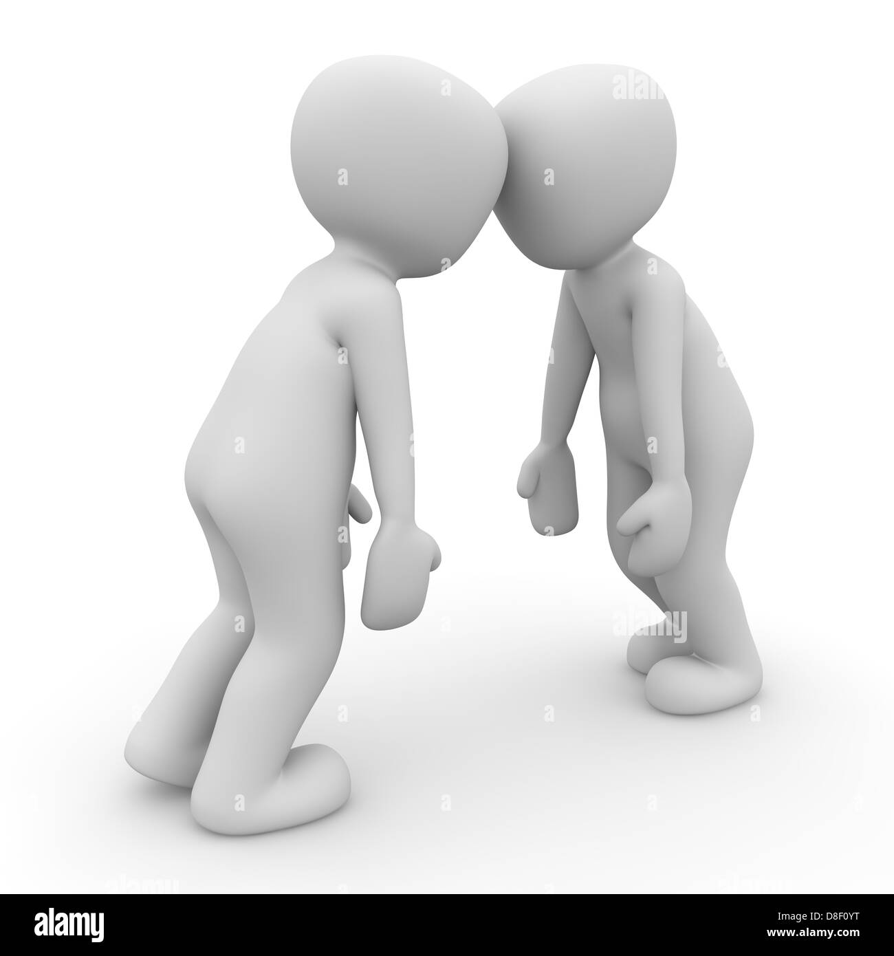 Two 3d characters give head nut each other Stock Photo - Alamy