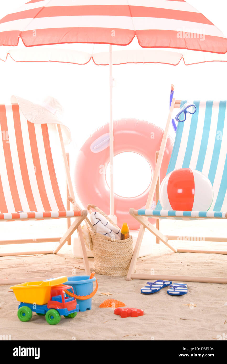 Beach chair in the sand Stock Photo - Alamy
