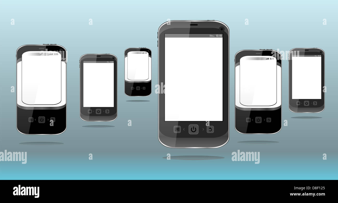 phone smart screen touch set telephone iphone 3d Stock Photo - Alamy
