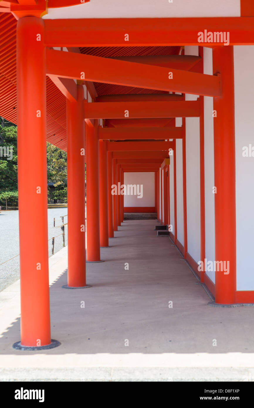 Orange corridor of inner wall around main building for ceremonies ...