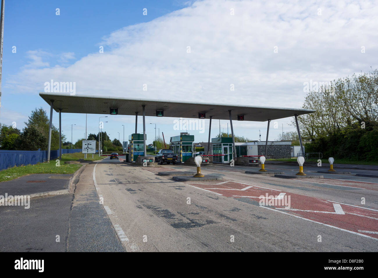 The toll booths of the Cleddau Bridge which crosses the Cleddau River ...