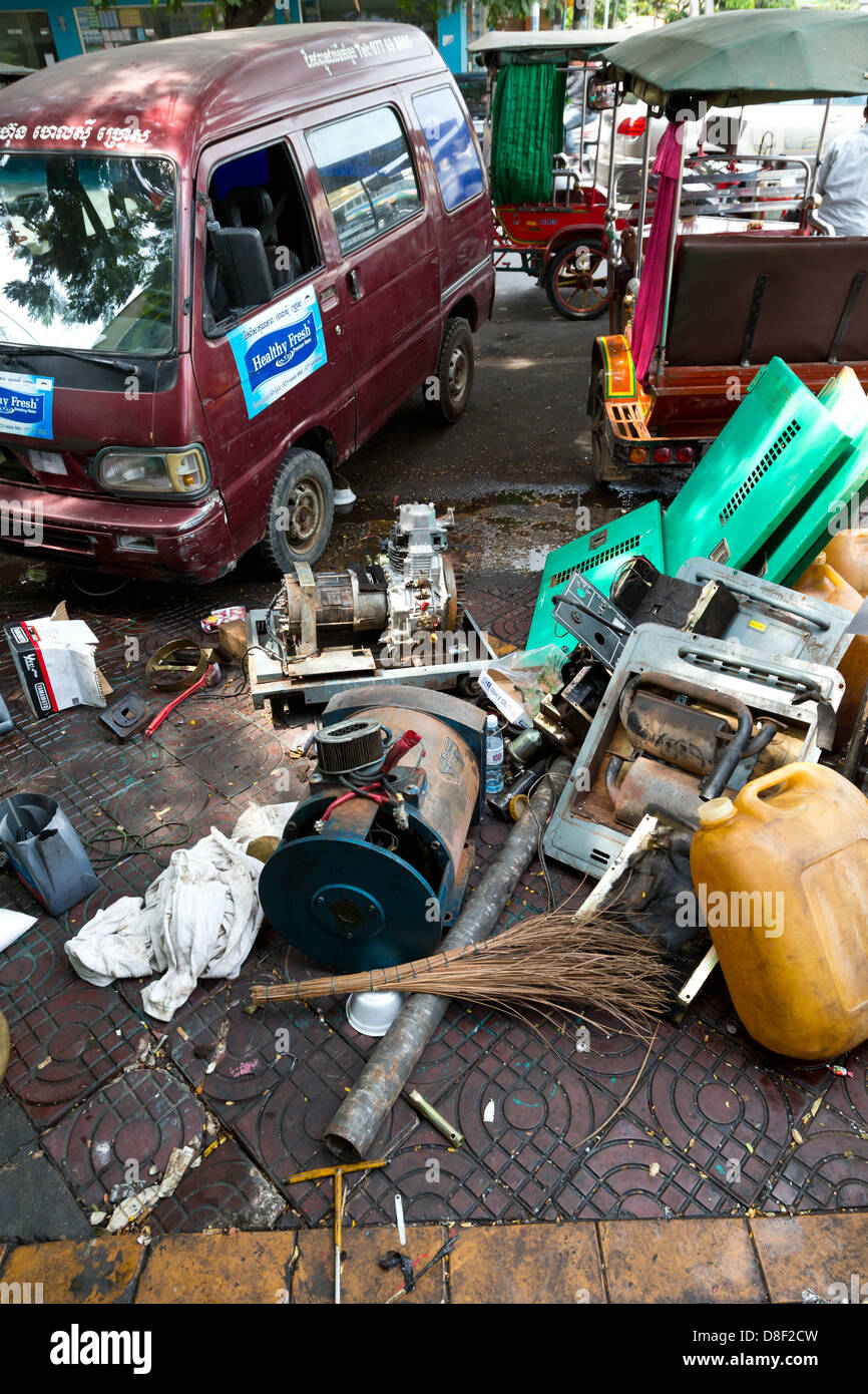 Motor Parts on a Walkway in Phnom Penh, Cambodia Stock Photo - Alamy