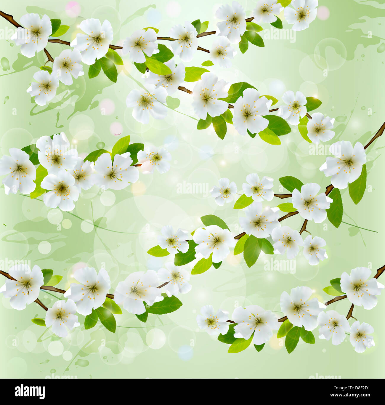 Nature background with blossoming tree branches. Vector illustration ...