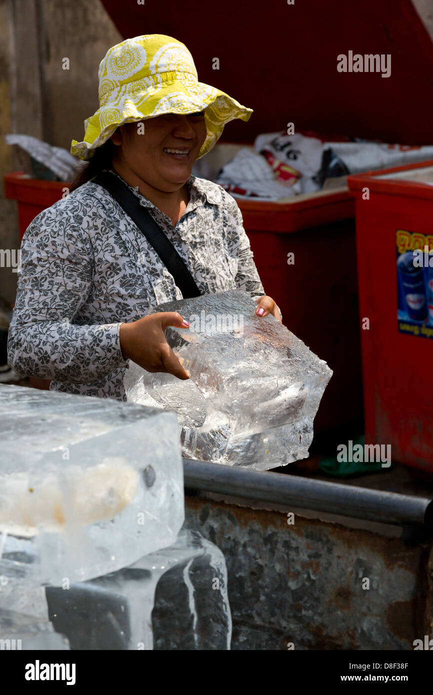 Woman selling Ice in the Streets of Phnom Penh, Cambodia Stock Photo ...
