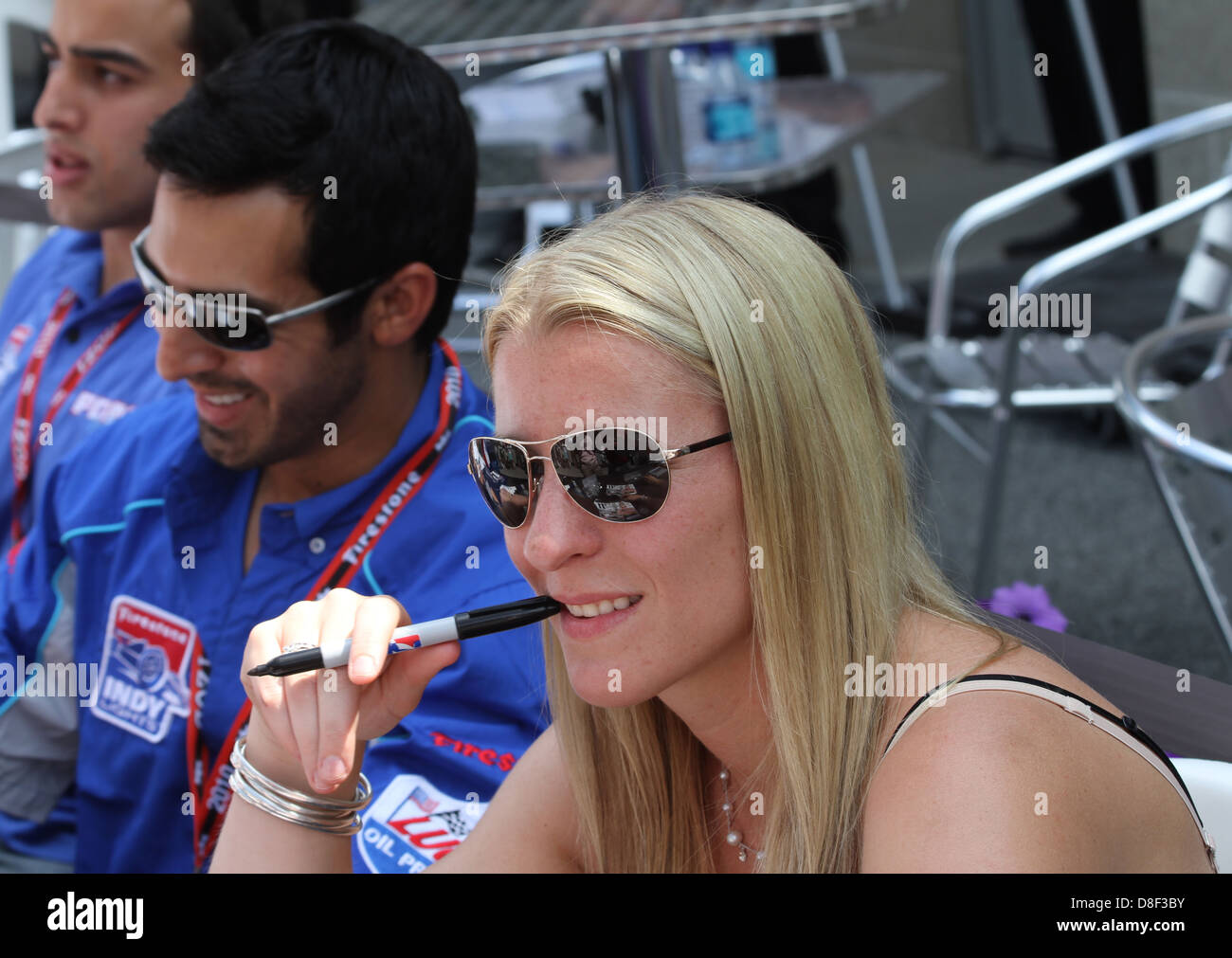British Driver Pippa Mann signing autographs at the 500 Festival ...