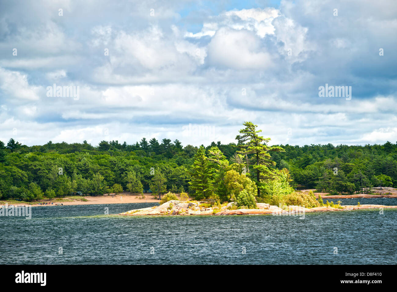 Small island and beach in Killbear provincial park near Parry Sound ...