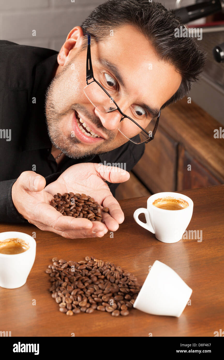 Coffee Sommelier Examining Roasted Bean Stock Photo - Alamy