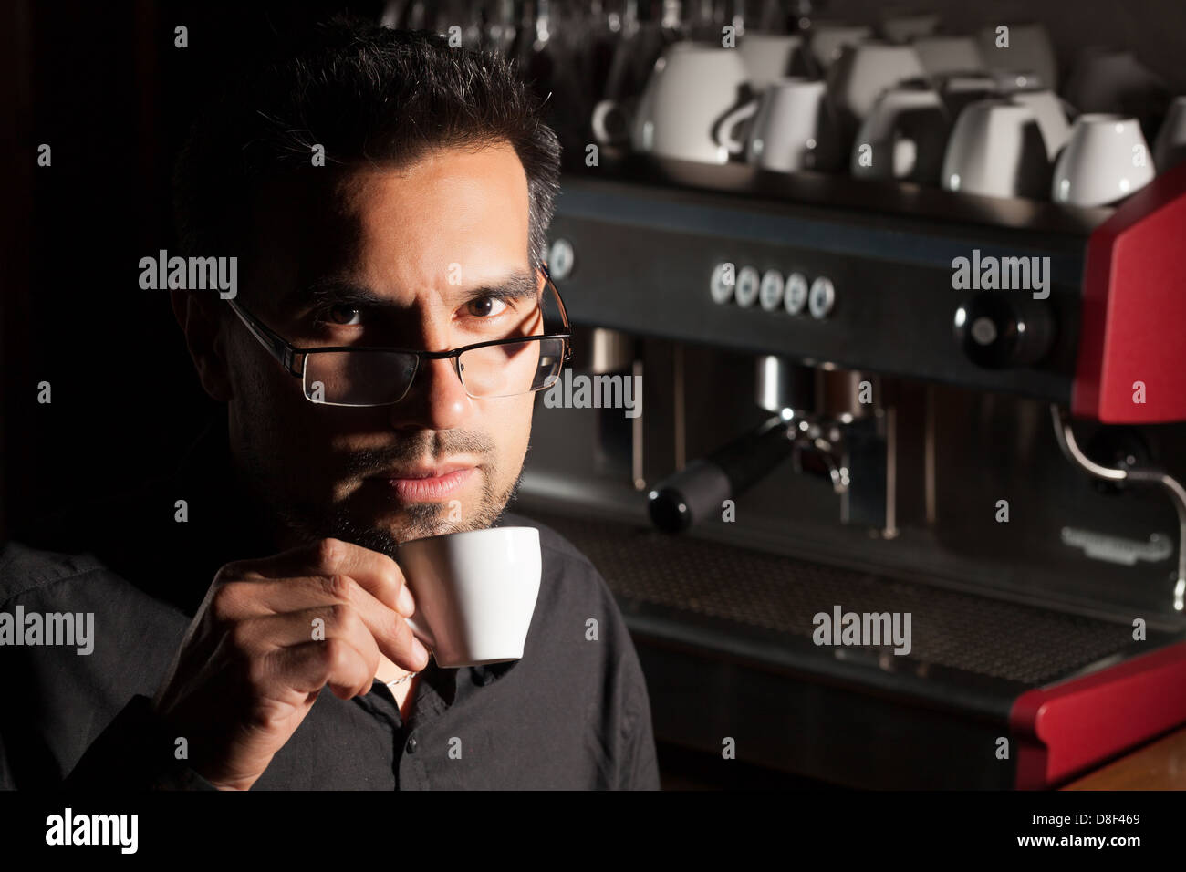 Coffee Sommelier Tasting Espresso Cup High Contrast Images Stock Photo ...